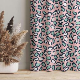 Bilderwelten Vorhang Leopardenmuster in Pastell Rosa und Blau - blickdichte Gardine Muster Tiere Wohnzimmer Schlafzimmer K&uuml;che Bad Badezimmer Jugendzimmer Pastell