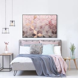 Bilderwelten Wechselbild Rosa Grau goldene Geometrie