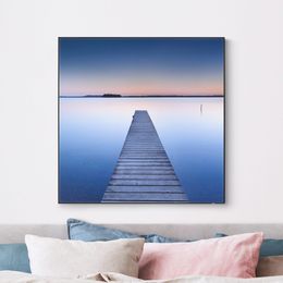 Bilderwelten Wechselbild Flusssteg bei Sonnenuntergang