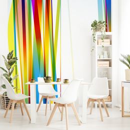 Bilderwelten Streifentapete - Rainbow Stripes - Wandtapete Schlafzimmer Wohnzimmer modern - auch kleisterfrei- Vliesgestreifte Fototapete