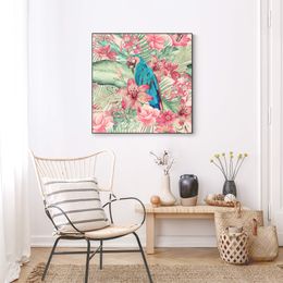 Bilderwelten Wechselbild Blumenparadies tropischer Papagei
