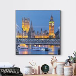 Bilderwelten Wechselbild Big Ben und Westminster Palace in London bei Nacht
