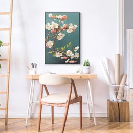 Bilderwelten Wechselbild Zweig mit Bl&uuml;ten auf T&uuml;rkis
