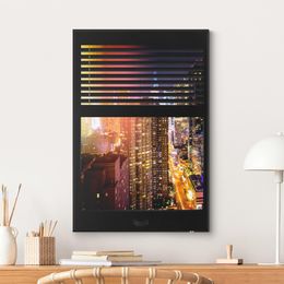 Bilderwelten Wechselbild Fensterblick Jalousie - Manhattan bei Nacht