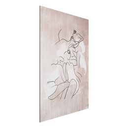 Alu Dibond Outdoor Bild - T&auml;nzerinnen Altrosa - originell beige Illustration wetterfest Tanzen Wohnzimmer Schlafzimmer