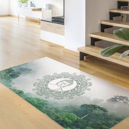 Bilderwelten Vinylteppich Orientalisch gr&uuml;n Spirituell Vinylmatte - Buddha Mandala im Nebel - Asia K&uuml;che Badezimmer Flur