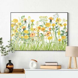 Bilderwelten Wechselbild Aquarellierte Blumenwiese in Gelb