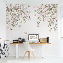 Fototapete Kirschbl&uuml;te im Fl&uuml;gelspiel der Schmetterlinge