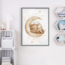 Bilderwelten Bild mit Rahmen Tr&auml;umender Teddy im Mond
