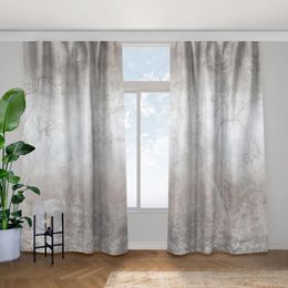 Bilderwelten Vorhang Kraniche auf Waldlichtung - blickdichte Gardine Wald B&auml;ume Kunstdruck Natur Vintage Tiere Wohnzimmer Schlafzimmer K&uuml;che Bad Badezimmer Wei&szlig;