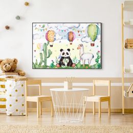 Bilderwelten Wechselbild Panda und Lama Aquarell