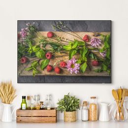 Bilderwelten Wechselbild Blumen Himbeeren Minze