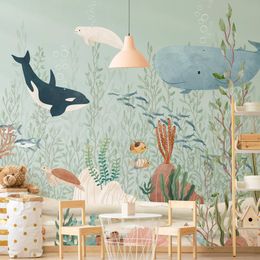 Bilderwelten Fototapete Unterwasserwelt Pastell Meerestiere - Kinderzimmer Babyzimmer M&auml;dchen Jungen - Vliestapate Mustertapete selbstklebend oder inkl. Kleister