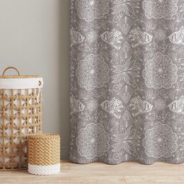 Vorhang Boho Tiger Muster mit Mandala in Warmgrau