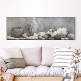 Bilderwelten Wechselbild Zen Buddha mit wei&szlig;en Orchideen
