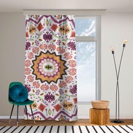 Bilderwelten Vorhang nach Ma&szlig; blickdicht Verdunkelung Spirituell Orientalisch bunt - Azteken Boho Mandala mit Pink - Mandala Wohnzimmer Schlafzimmer
