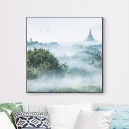 Bilderwelten Wechselbild Morgennebel &uuml;ber dem Dschungel von Bagan
