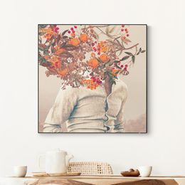 Bilderwelten Wechselbild Blumen Portr&auml;t - Orange Rosen mit Wald