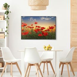 Bilderwelten Wechselbild Mohnblumenfeld im Sonnenuntergang