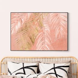 Bilderwelten Wechselbild Palmenbl&auml;tter Rosa und Gold I