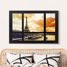 Bilderwelten Wechselbild Fensterblick - Paris Eiffelturm Sonnenuntergang
