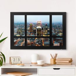 Bilderwelten Wechselbild Fensterblick auf beleuchtete Skyline von London