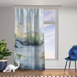 Bilderwelten Vorhang nach Ma&szlig; blickdicht Verdunkelung Wald Tropisch bunt - Urzeitliche Landschaft Vintage - B&auml;ume Wohnzimmer Schlafzimmer