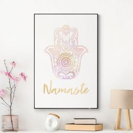 Bilderwelten Wechselbild Hamsa Hand Illustration Namaste gold rosa