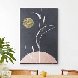 Bilderwelten Wechselbild Goldener Mond mit Schilf