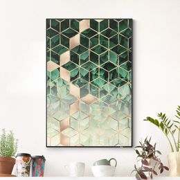 Bilderwelten Wechselbild Gr&uuml;ne Bl&auml;tter goldene Geometrie