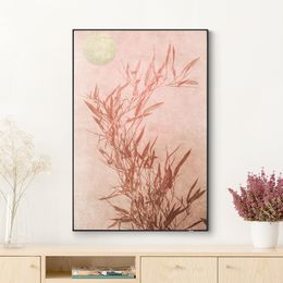 Bilderwelten Wechselbild Goldene Sonne mit Rosa Bambus