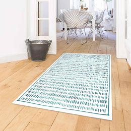 Bilderwelten Vinylteppich Illustration blau Aquarell - Aquarell Struktur in Mint mit Rahmen - Deko K&uuml;che Badezimmer Flur