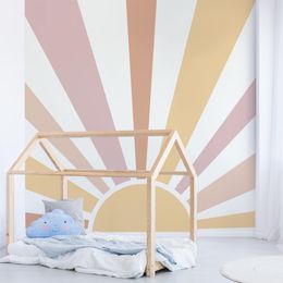 Bilderwelten Fototapete Textiltapete Stofftapete - nahtlose Tapete | Boho Sonne Pastell Beige