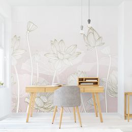 Fototapete Lotus Illustration Gold und Rosa