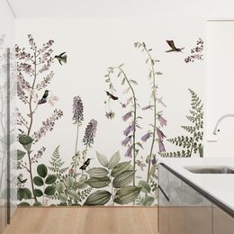 Fototapete Verspielte Kolibris zwischen Glockenblumen