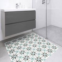 Bilderwelten Vinylteppich Illustration t&uuml;rkis Fliesenoptik - Fliesenspiegel braun-t&uuml;rkis - Deko K&uuml;che Badezimmer Flur