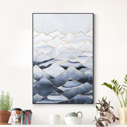 Bilderwelten Wechselbild Aquarell Berge Wei&szlig; Gold