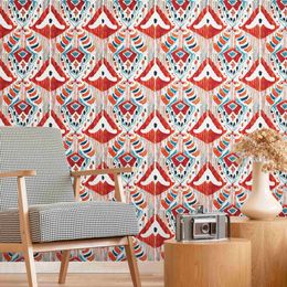 Bilderwelten Fototapete Ikat Muster Bali rot und blau