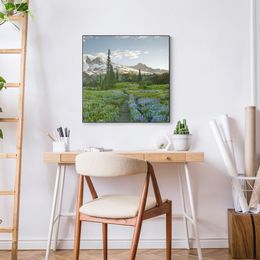 Bilderwelten Wechselbild Bergblick Wiesenpfad