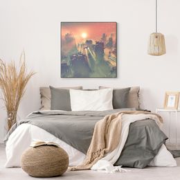 Bilderwelten Wechselbild Sci-Fi Raumschiffe im Sonnenaufgang