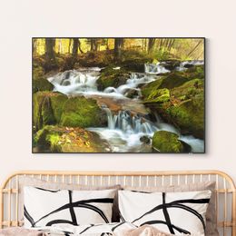 Bilderwelten Wechselbild Wasserfall herbstlicher Wald