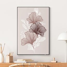 Bilderwelten Wechselbild Illustration Ginkobl&auml;tter Rosa