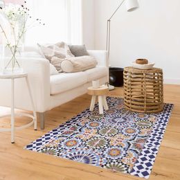 Vinylteppich - Marrakesch - Orientalisch blau Tiere Vinylmatte Mandala K&uuml;che Badezimmer Flur