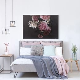 Bilderwelten Wechselbild Rosa Blumen auf Schwarz Vintage