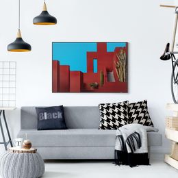 Bilderwelten Wechselbild Rote Architektur mit Kakteen