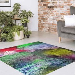 Bilderwelten Vinylteppich Shabby bunt 3D-Effekt - Bunte bespr&uuml;hte alte Wand aus Backstein - Backstein K&uuml;che Badezimmer Flur