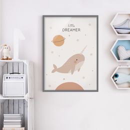Bild mit Rahmen Boho Narwal - Little dreamer