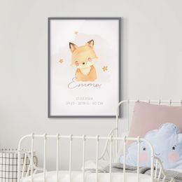 Bild mit Rahmen Fuchsbaby mit Wunschtext Rosa