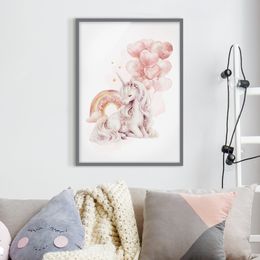Bilderwelten Bild mit Rahmen Tr&auml;umendes Einhorn
