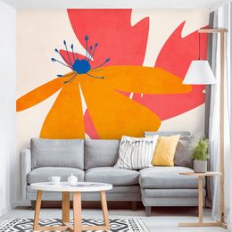 Bilderwelten Fototapete Blumen modern Wandtapete rosa - Florale Sch&ouml;nheit Rosa und Orange - Deko Wohnzimmer Schlafzimmer